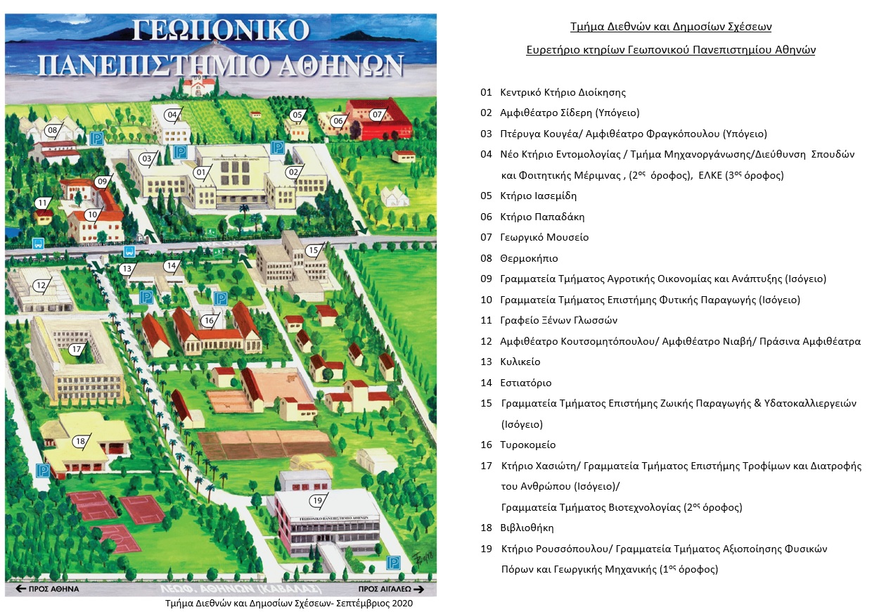 Χάρτης ευρετηρίου κτηρίων Γεωπονικού Πανεπιστημίου Αθηνών – A.O.A.